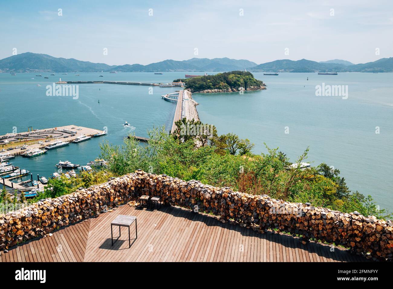 View of Odongdo Island and sea from Jasan Park in Yeosu, Korea Stock ...