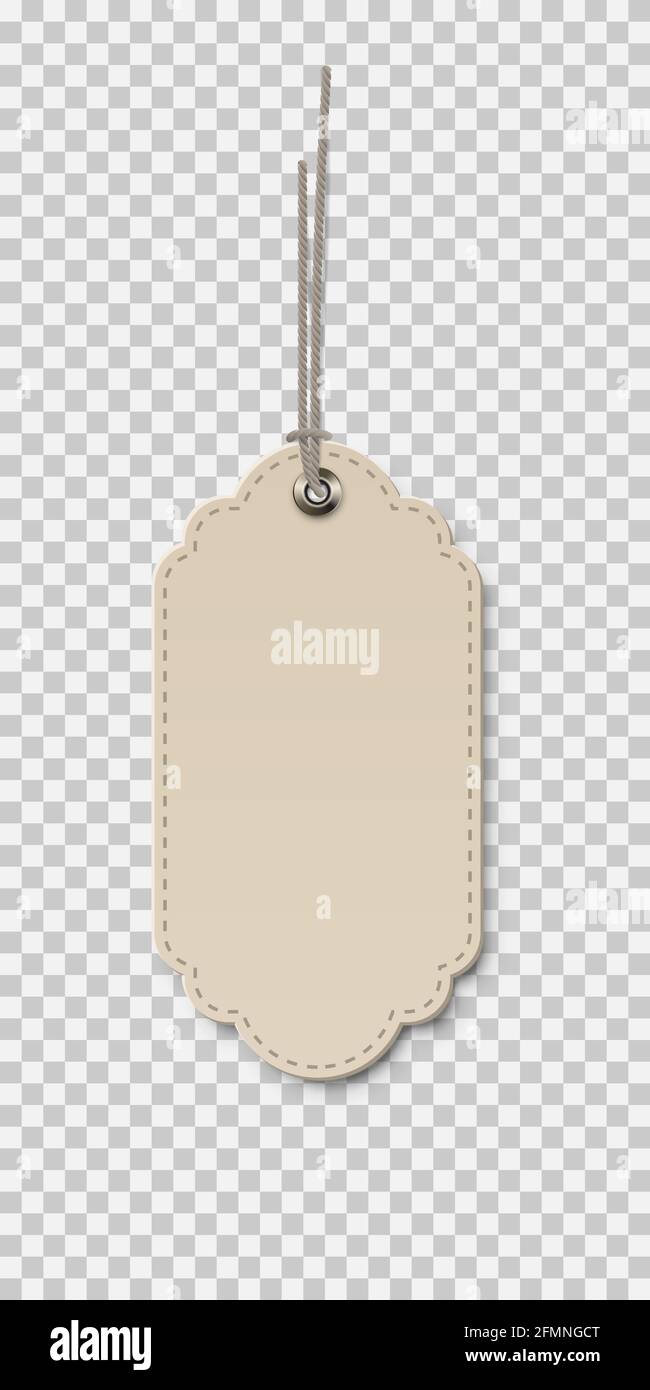 Vintage beige price or label tag mockup template. Blank card with ...