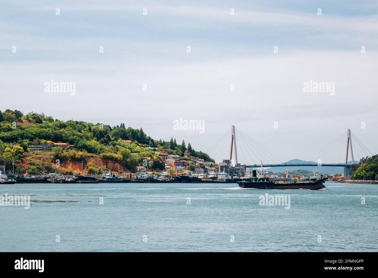 Dolsan bridge and seaside village in Yeosu, Korea Stock Photo - Alamy