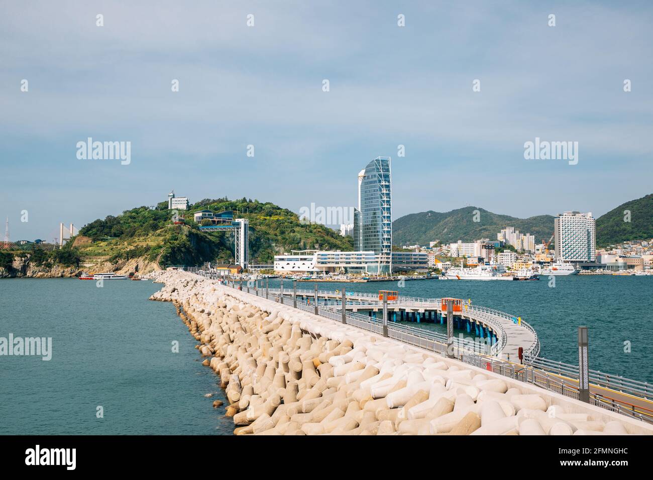 Odongdo island seaside road and Jasan Park in Yeosu, Korea Stock Photo ...