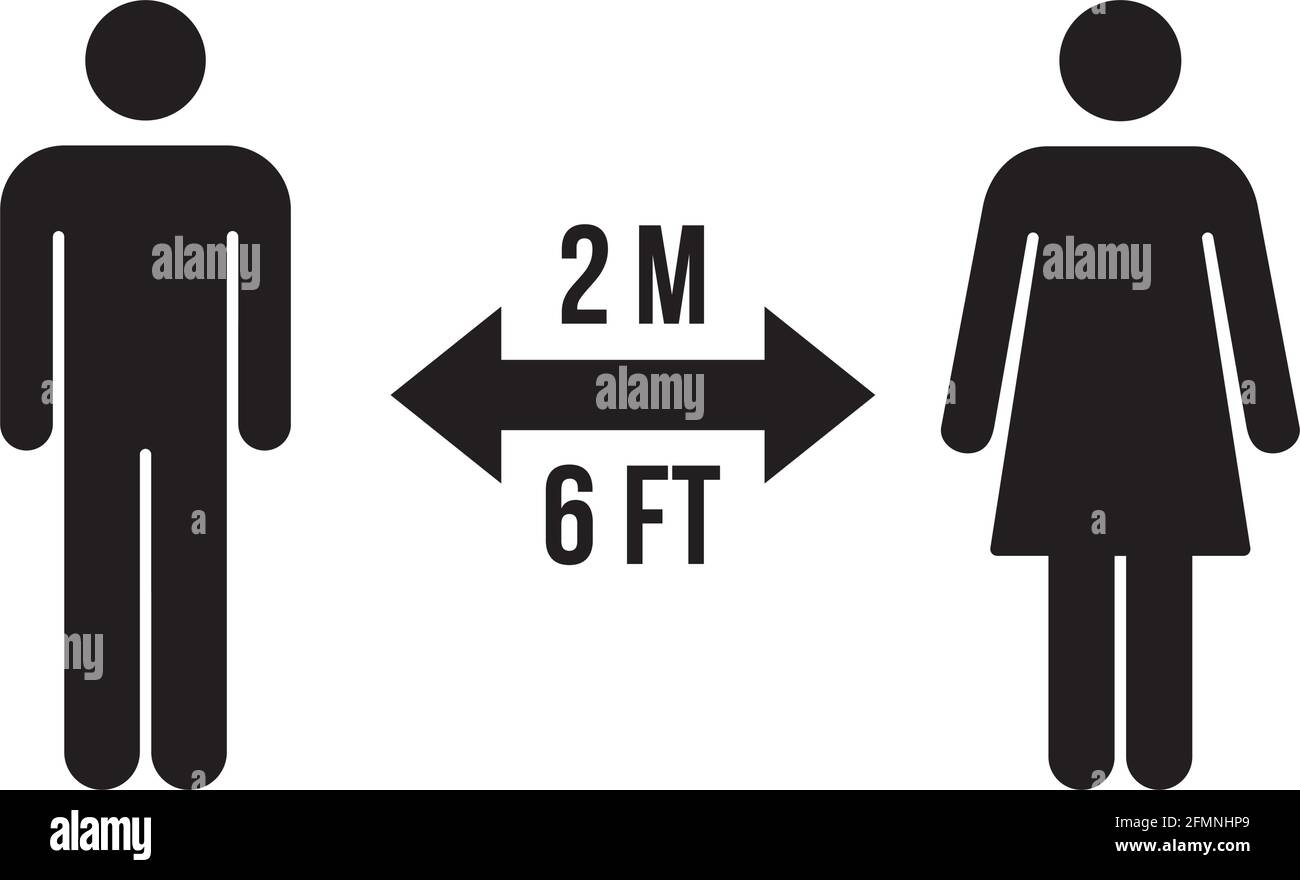 Social distancing icon vector symbol of keep safe distance sign in a ...