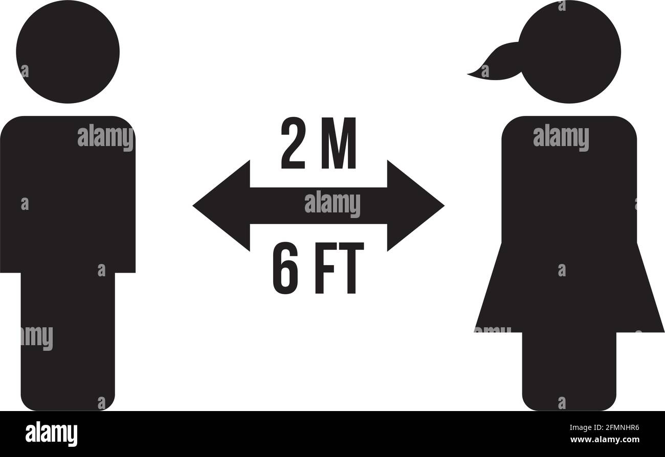 Social distancing icon vector symbol of keep safe distance sign in a ...