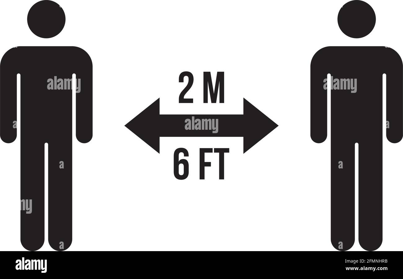 Social distancing icon vector symbol of keep safe distance sign in a ...