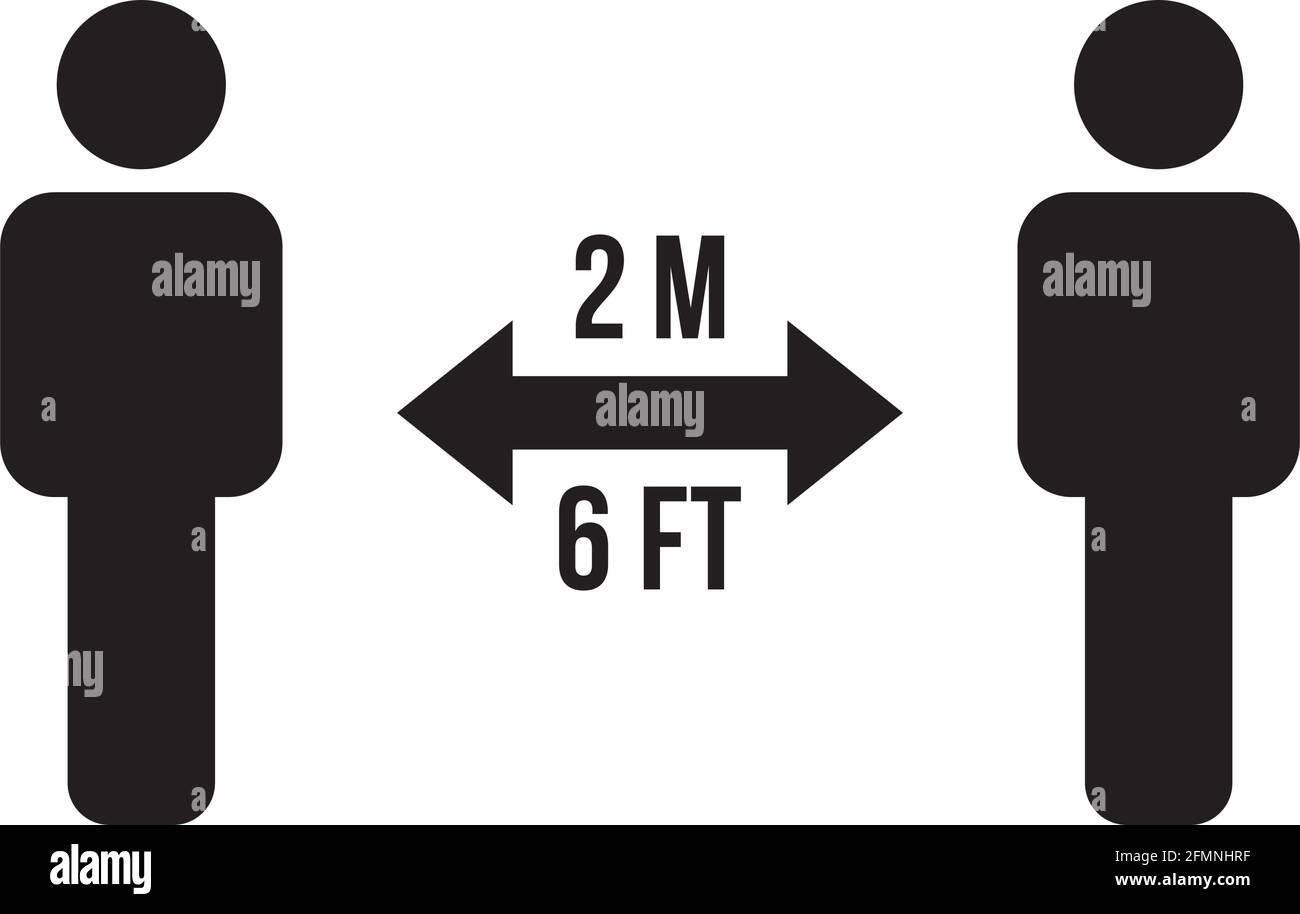 Social distancing icon vector symbol of keep safe distance sign in a ...