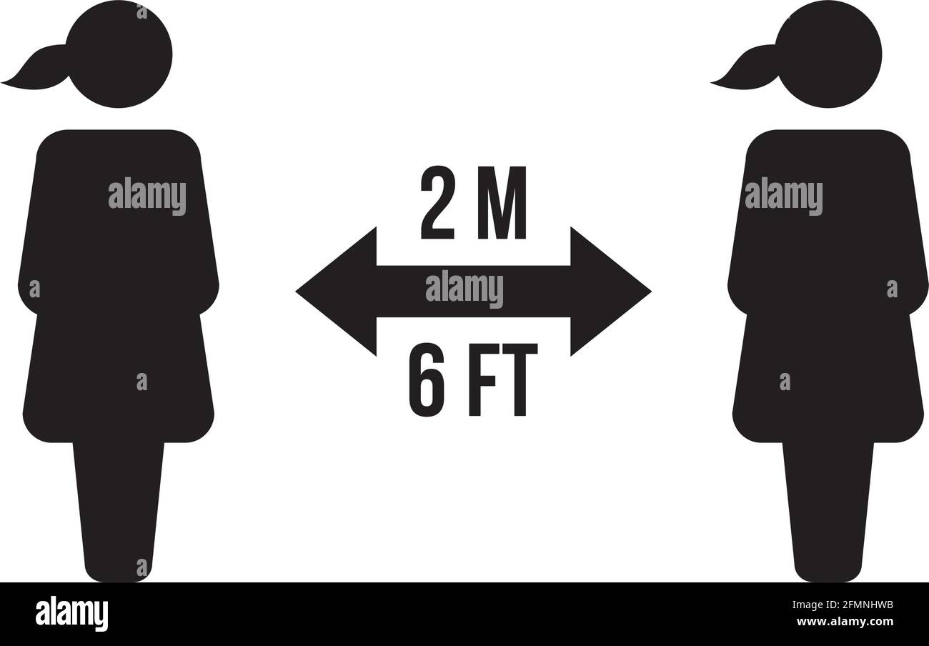 Social distancing icon vector symbol of keep safe distance sign in a ...