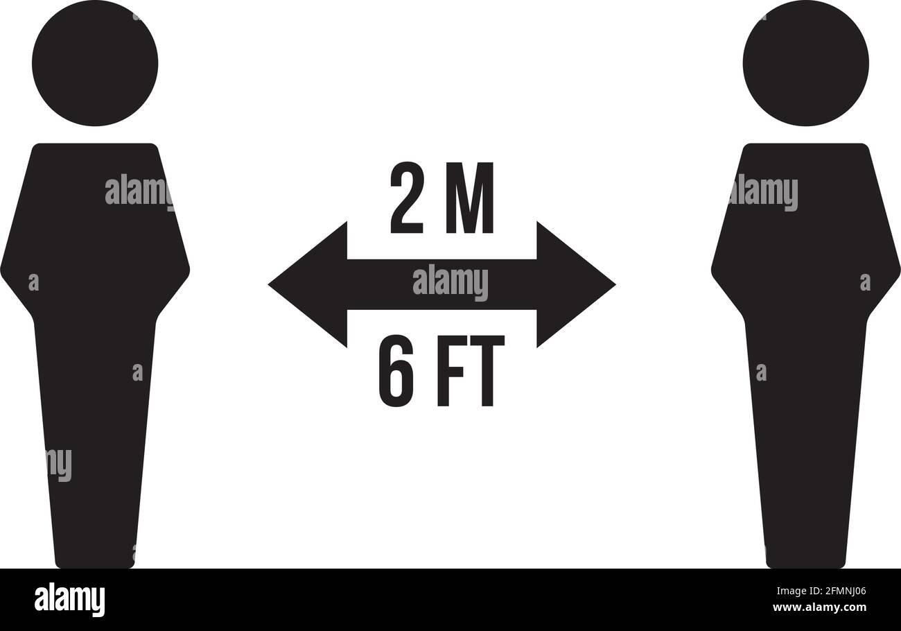 Social distancing icon vector symbol of keep safe distance sign in a ...