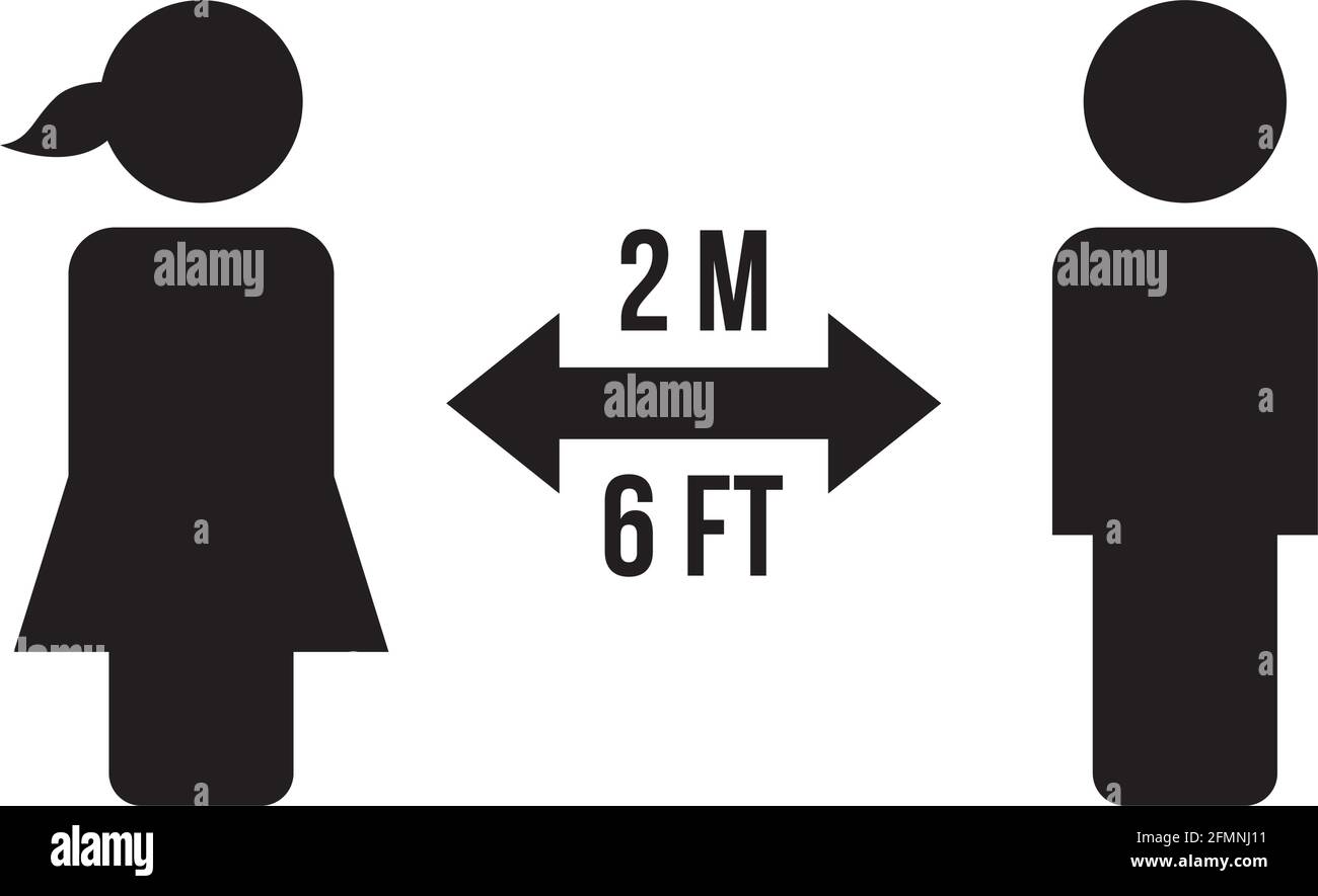 Social distancing icon vector symbol of keep safe distance sign in a ...