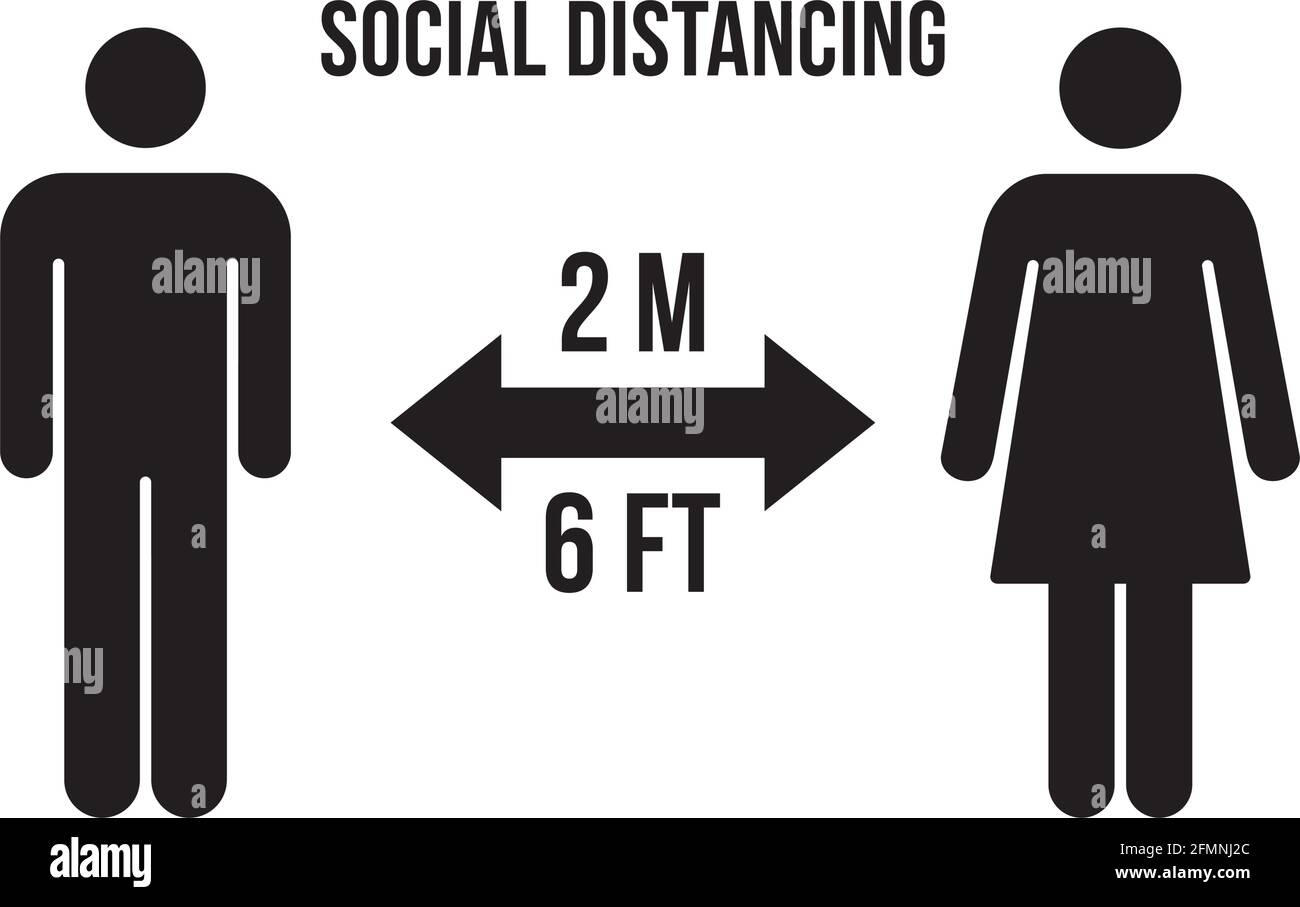 Social distancing icon vector symbol of keep safe distance sign in a ...