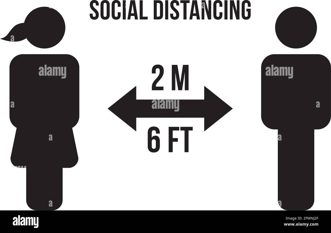 Social distancing icon vector symbol of keep safe distance sign in a ...