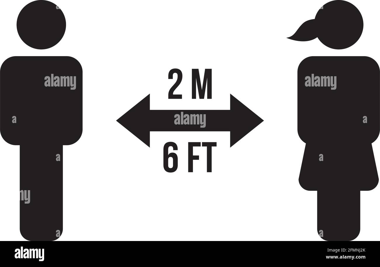 Social distancing icon vector symbol of keep safe distance sign in a ...