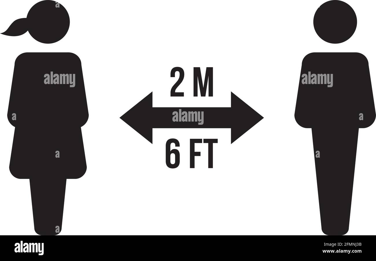 Social distancing icon vector symbol of keep safe distance sign in a ...