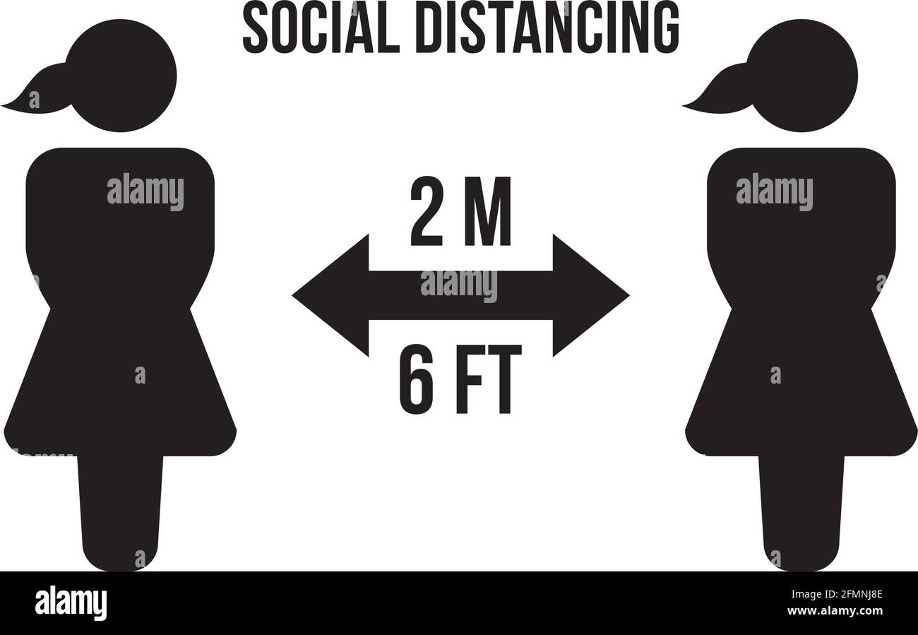 Social distancing icon vector symbol of keep safe distance sign in a ...