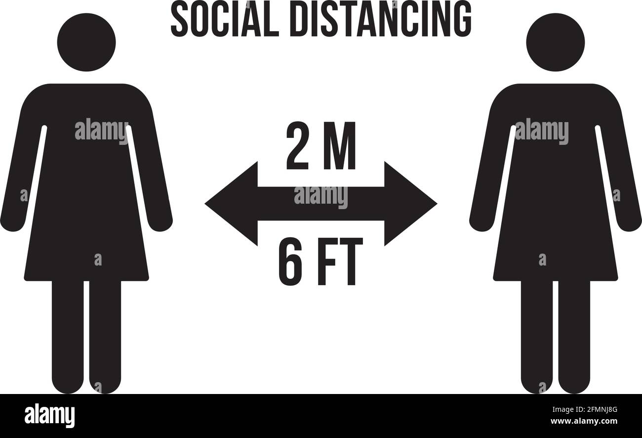 Social distancing icon vector symbol of keep safe distance sign in a ...