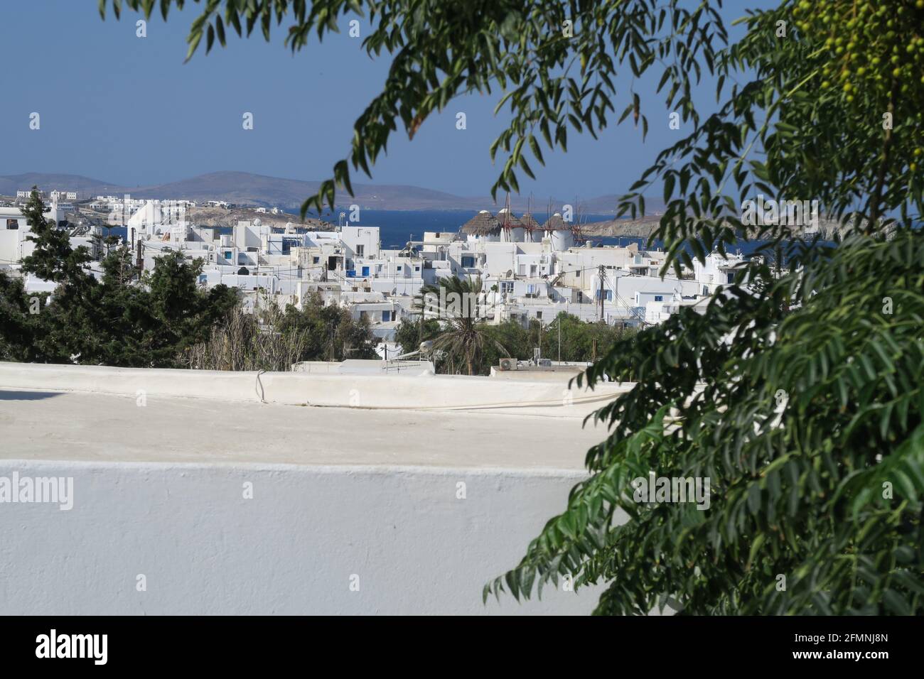 Mykonos, Greece. The tiny white washed building and narrow streets ...