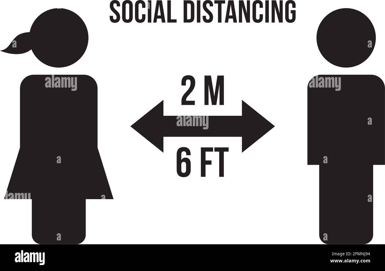Social distancing icon vector symbol of keep safe distance sign in a ...