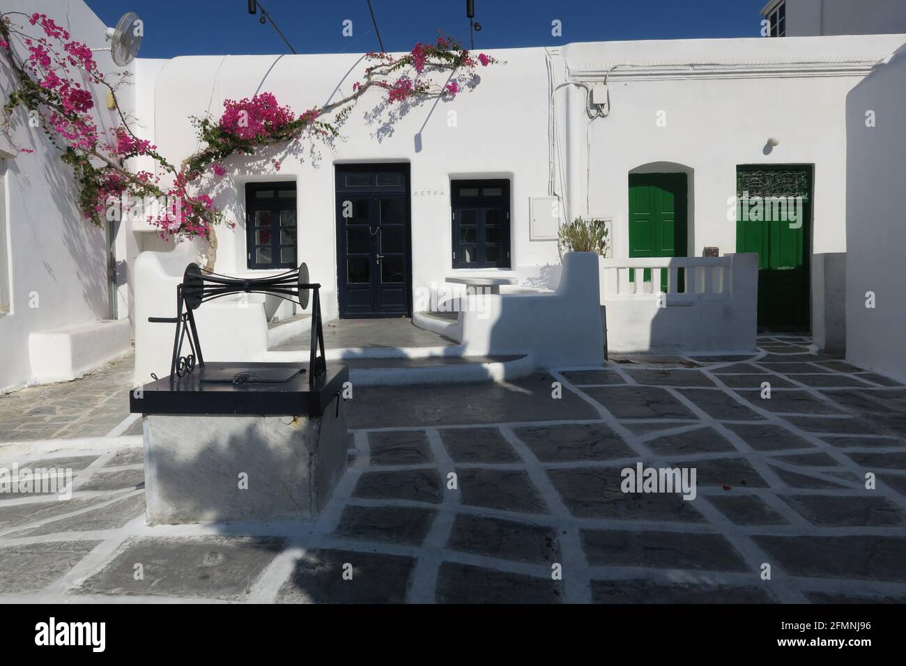 Mykonos, Greece. The tiny white washed building and narrow streets ...
