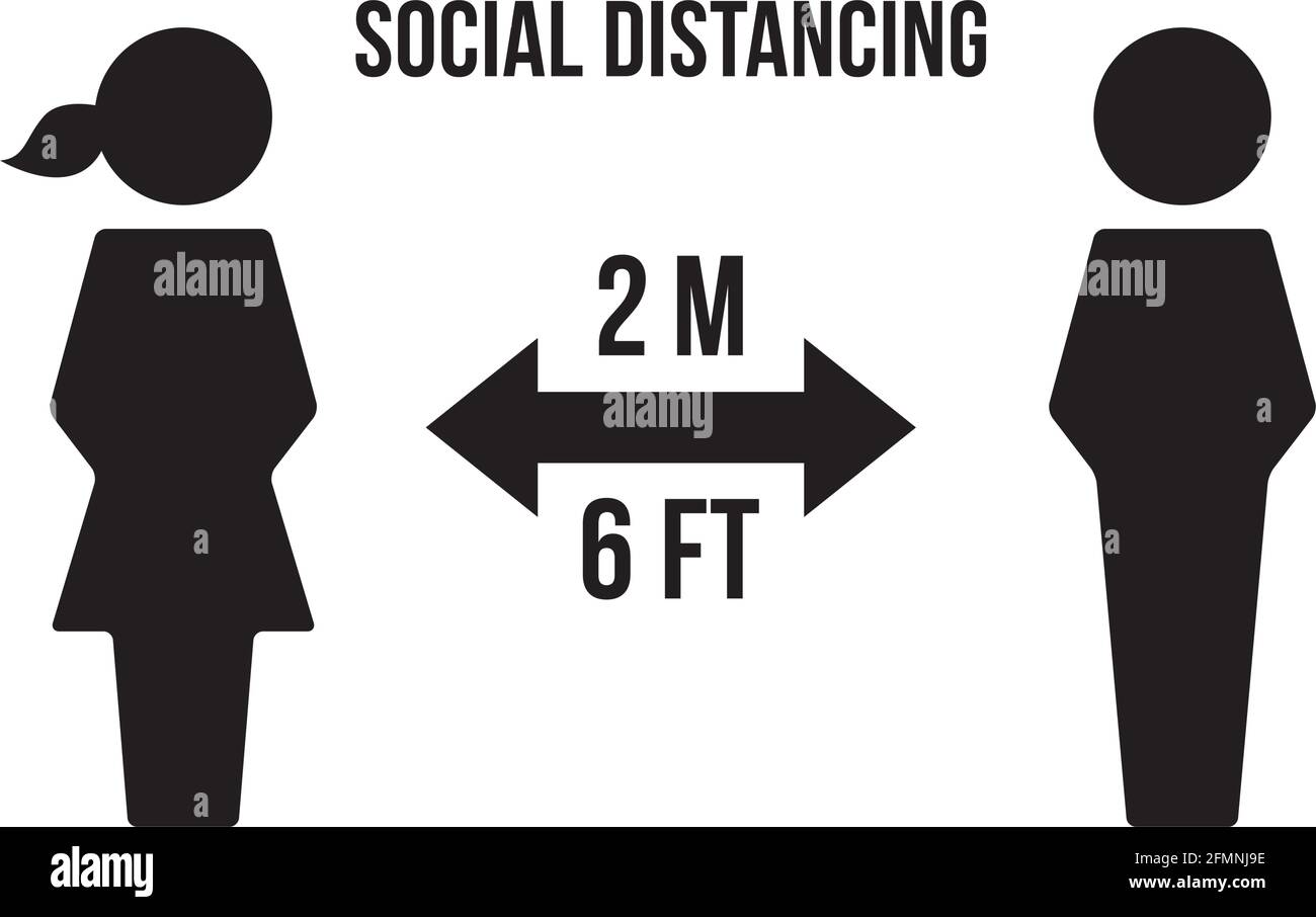 Social distancing icon vector symbol of keep safe distance sign in a ...