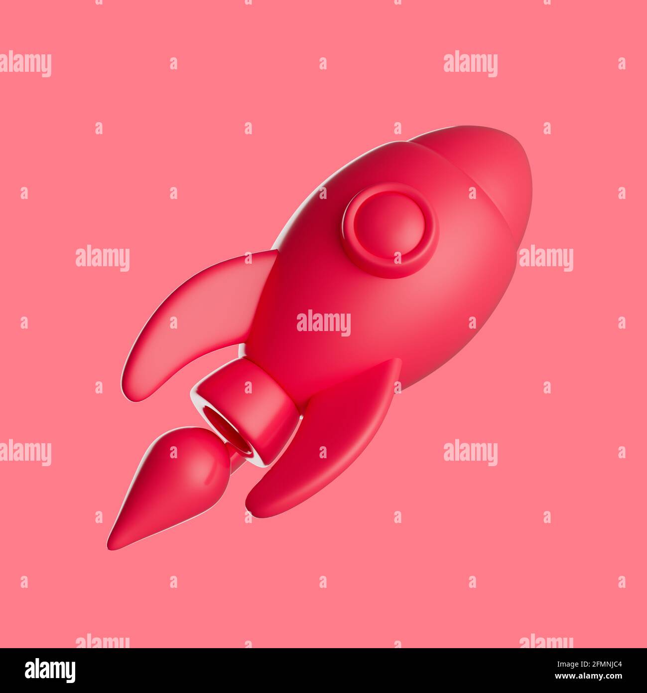 3d simple flying rocket icon on white background with clear shadow ...