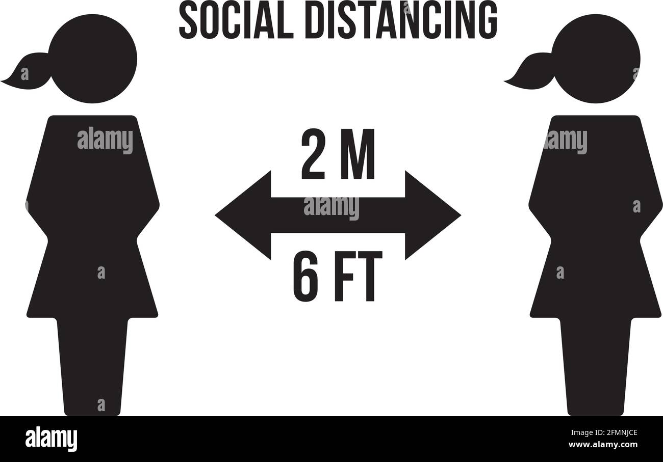 Social distancing icon vector symbol of keep safe distance sign in a ...