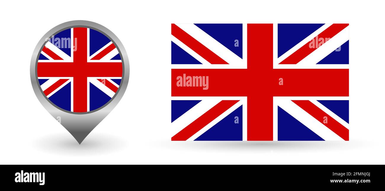 Vector flag England. Location point with flag great britain inside ...
