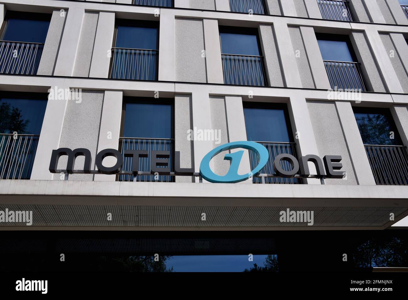 Cologne, Germany. 09th May, 2021. Logo, lettering of Motel One, a ...