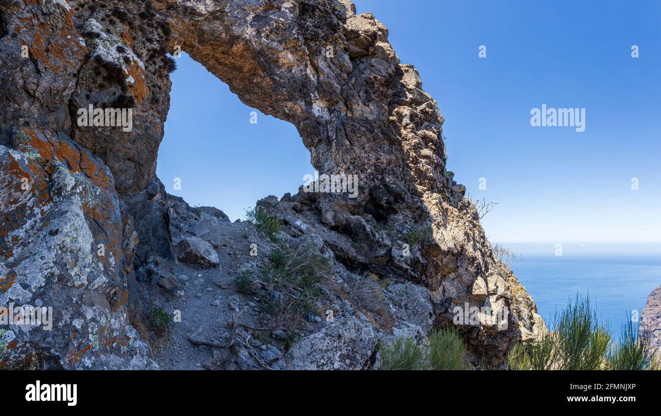 Walk over the cliffs the rock formation known as the eye of Los ...