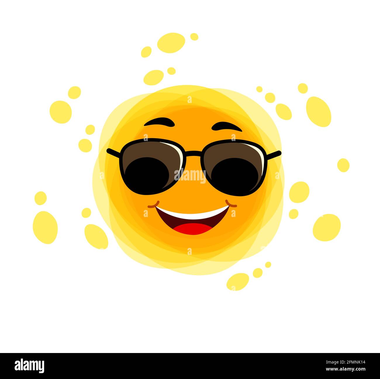 Yellow Cute sunshine. Childish sun joy. Funny sun. Smiling sun with ...