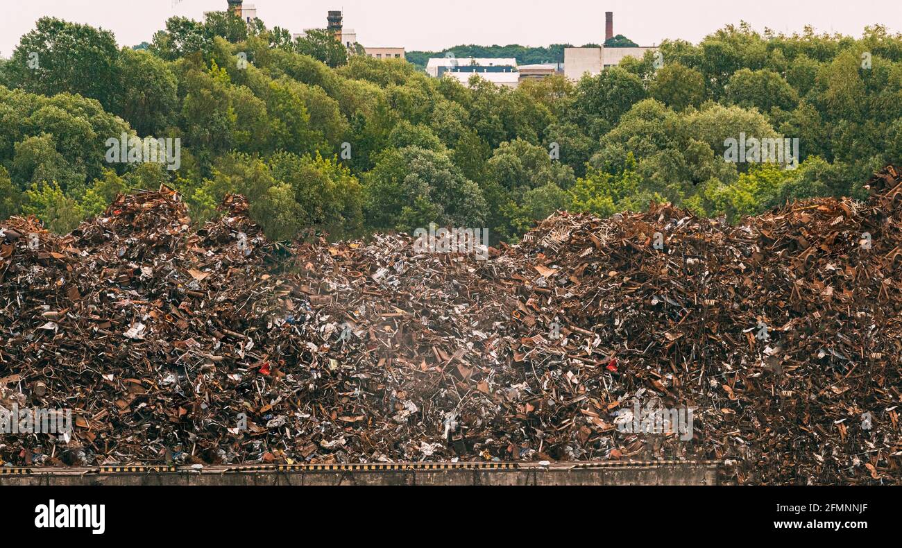 Old Iron Dump In Back Yard Of Factory. Eco Concept Garbage Disaster ...