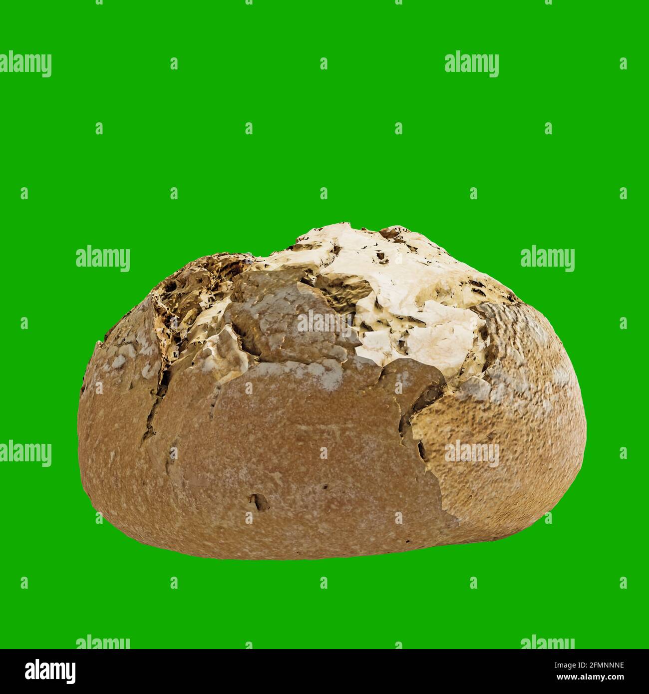 bread isolated on green background 3d illustration Stock Photo - Alamy