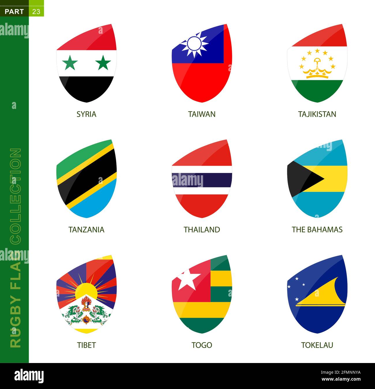Rugby flag collection. Rugby icon with flag of 9 countries: Syria ...