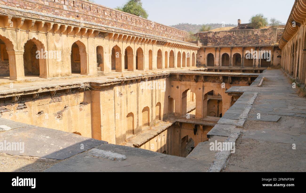 Beautiful view of Neemrana Fort-Palace in Rajasthan, India Stock Photo ...