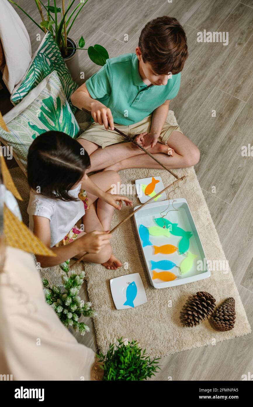 Aerial view two children playing hi-res stock photography and images ...