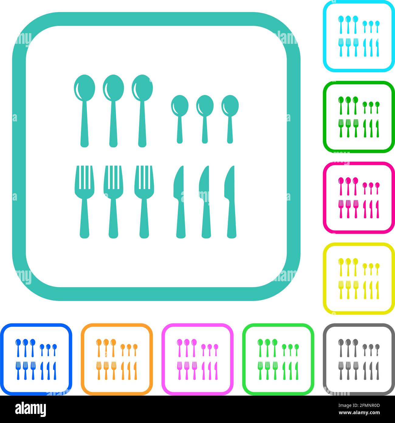 Flatware vivid colored flat icons in curved borders on white background Stock Vector Image & Art ...