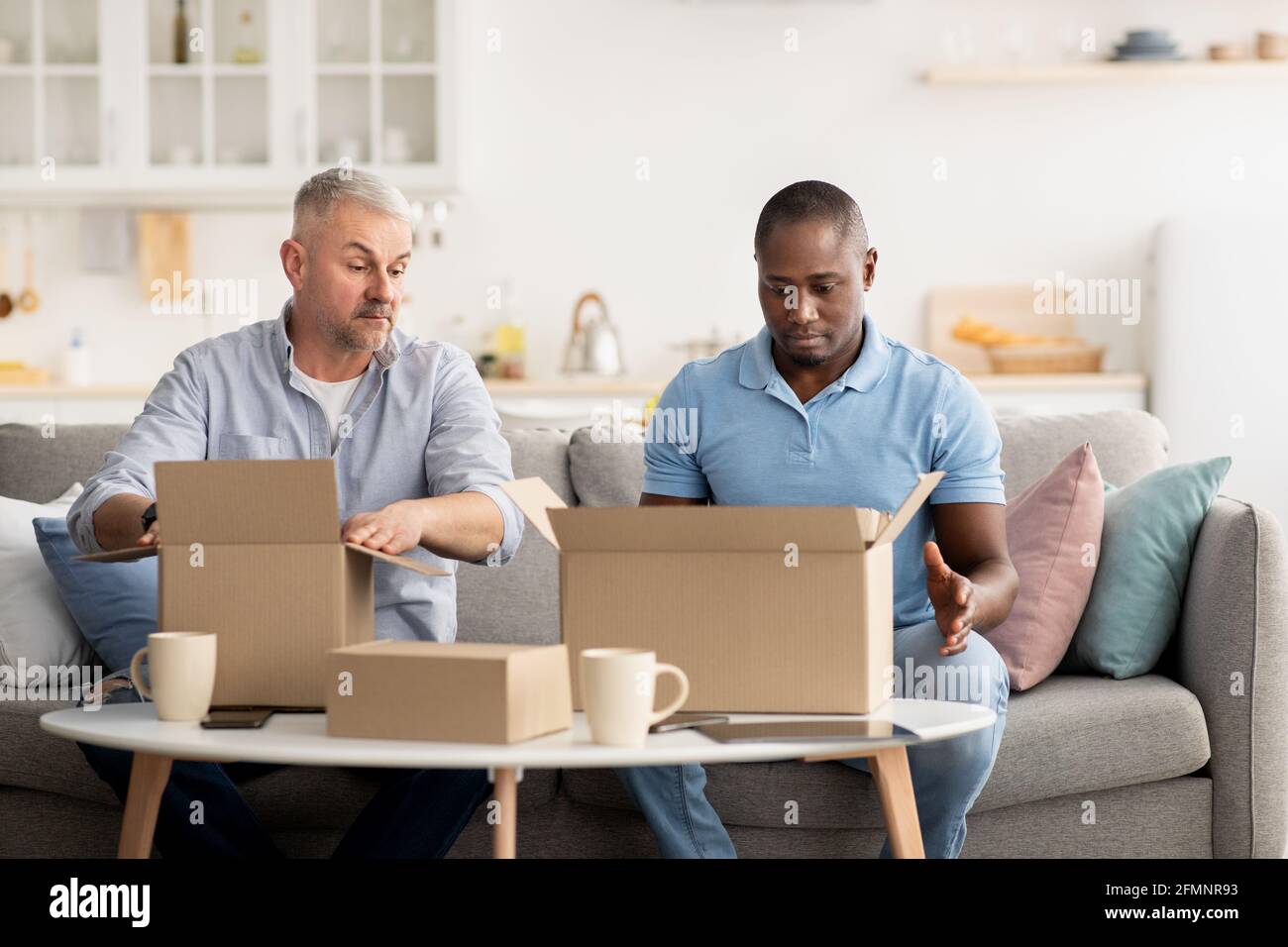 Bad delivery service, dissatisfied client unpacking box, received ...