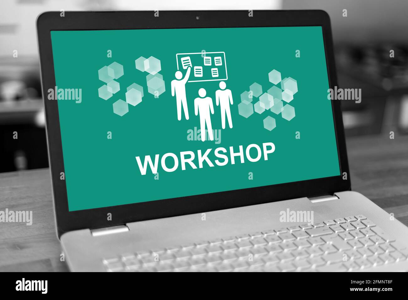Laptop screen with workshop concept Stock Photo - Alamy