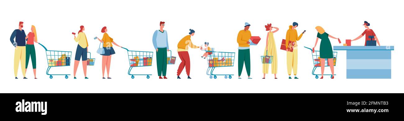 Customers shop wait in checkout Cut Out Stock Images & Pictures - Alamy