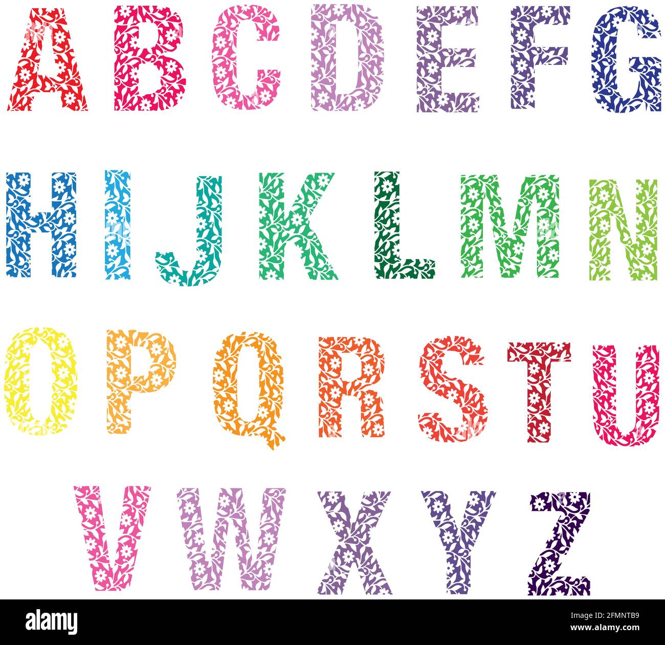 Hollow Pattern Letters - Alphabet with flower hollow out Stock Vector ...