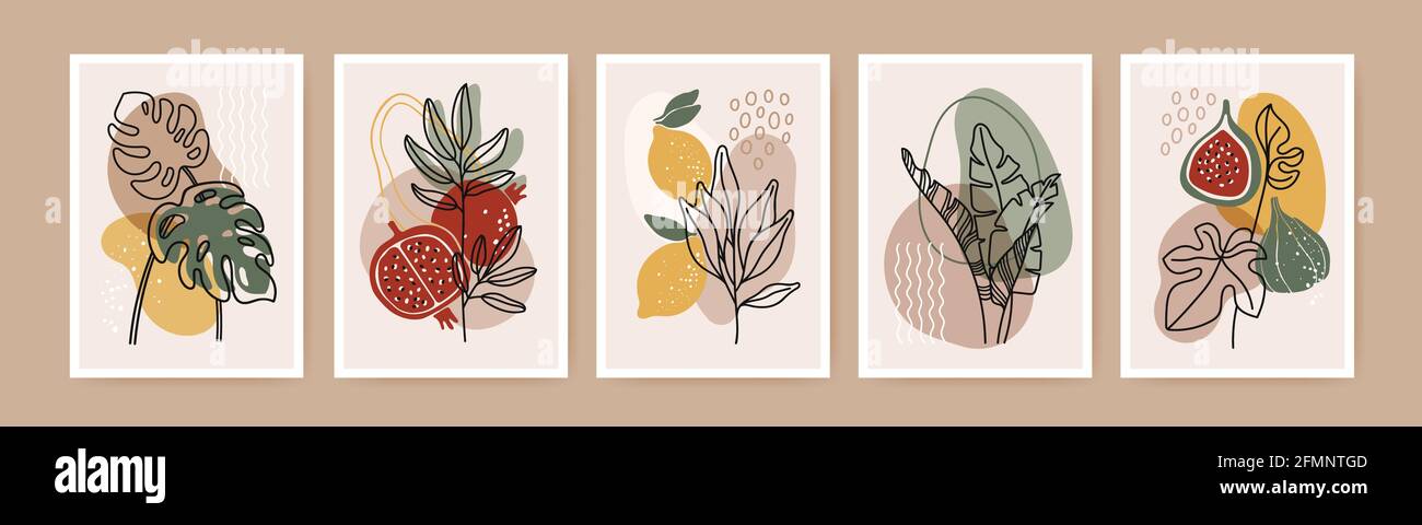 Minimal boho poster. Modern botanical wall art decor with nature ...