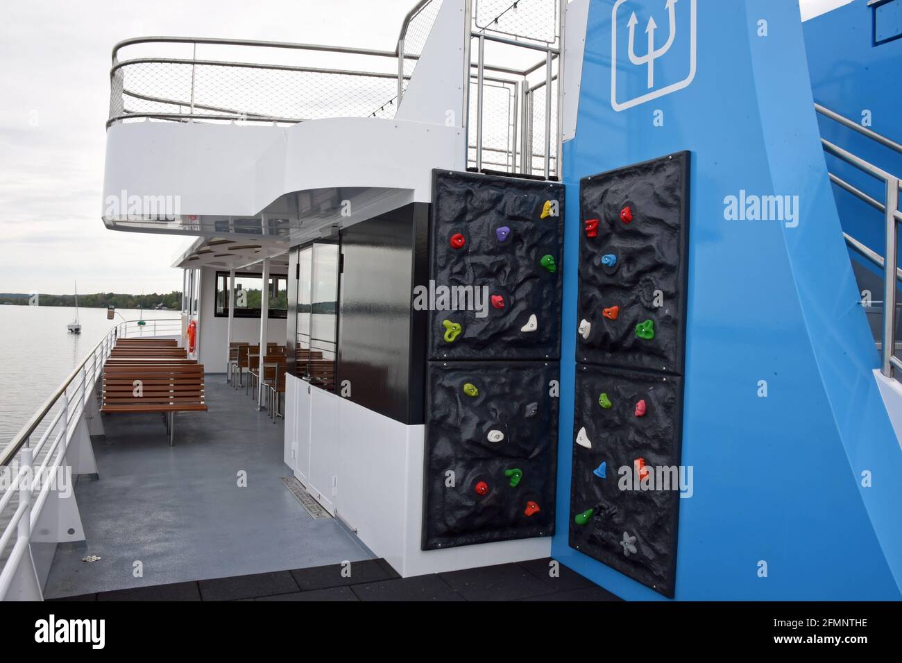 Berg, Germany. 11th May, 2021. A climbing wall stands on the upper deck ...