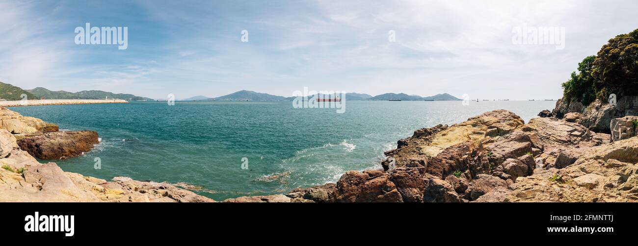 Panoramic view of Odongdo Island and sea in Yeosu, Korea Stock Photo ...