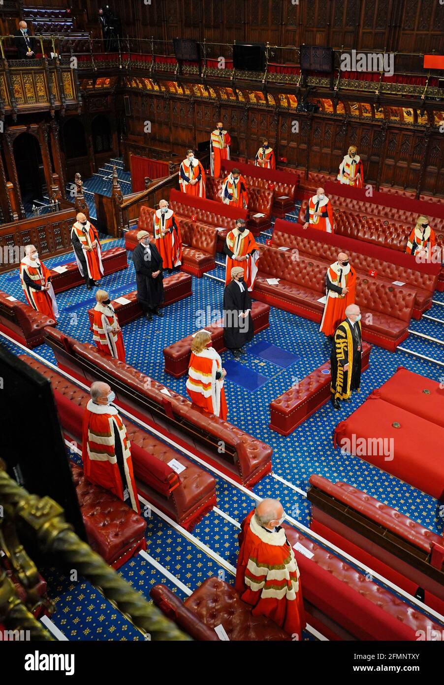 The scene inside the House of Lords in the Palace of Westminster in ...