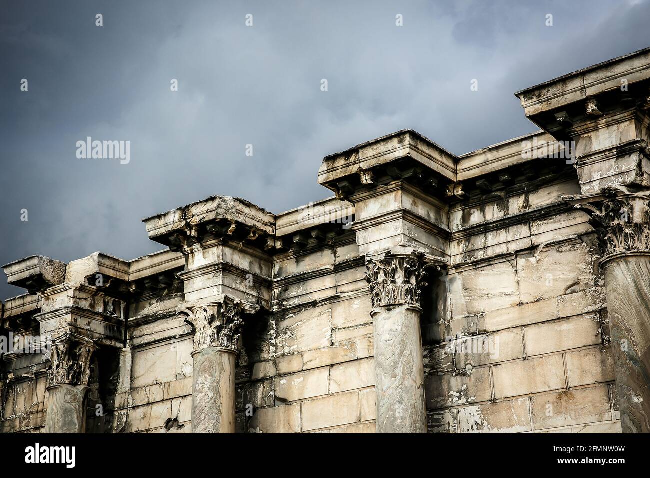 Greek pillars under Akropolis, Athens. Close-up Stock Photo - Alamy