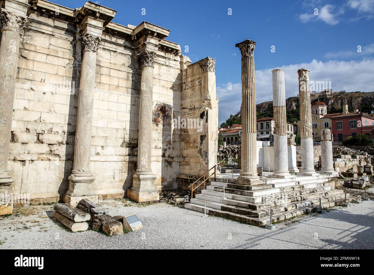 Greek pillars under Akropolis, Athens Stock Photo - Alamy