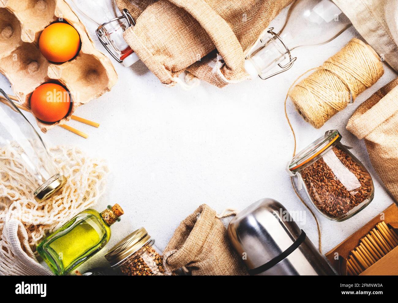 Zero waste, plastic free and sustainable lifestyle concept. Recyclable ...