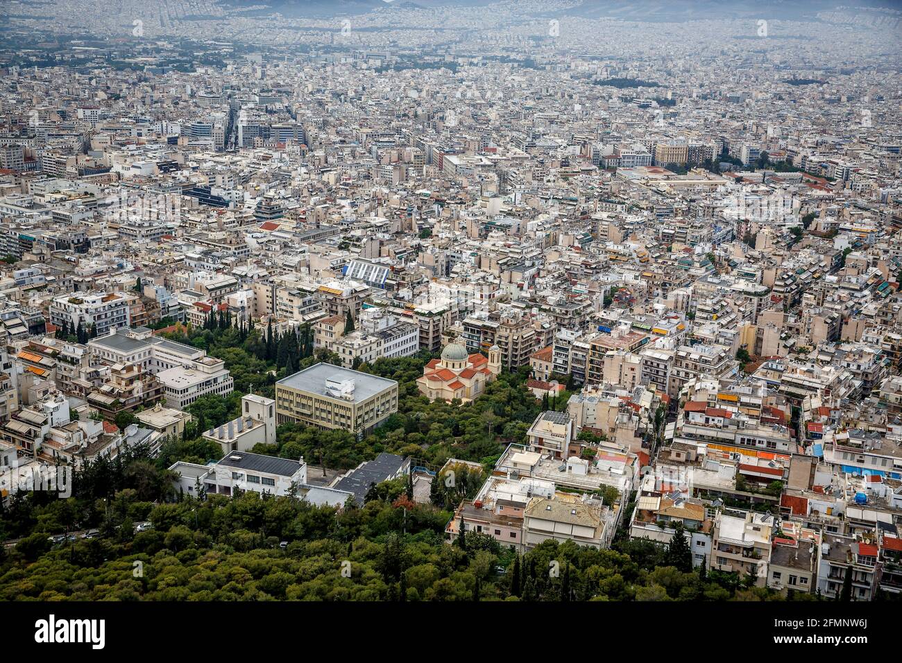 Aerial birds eye view photo of iconic city of Athens, Greece. Big city ...