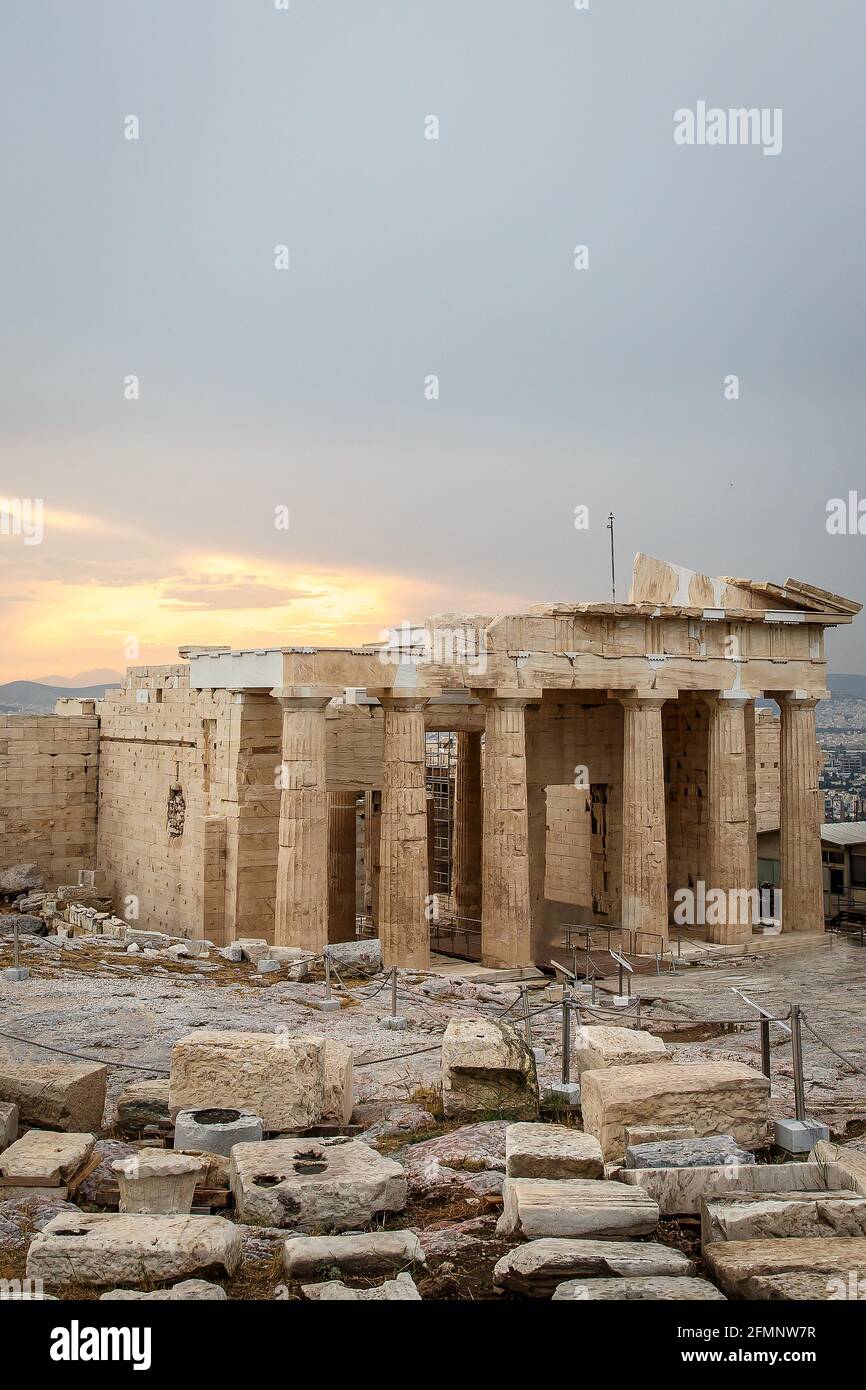 Reconstruction of Parthenon Temple in Acropolis Stock Photo - Alamy