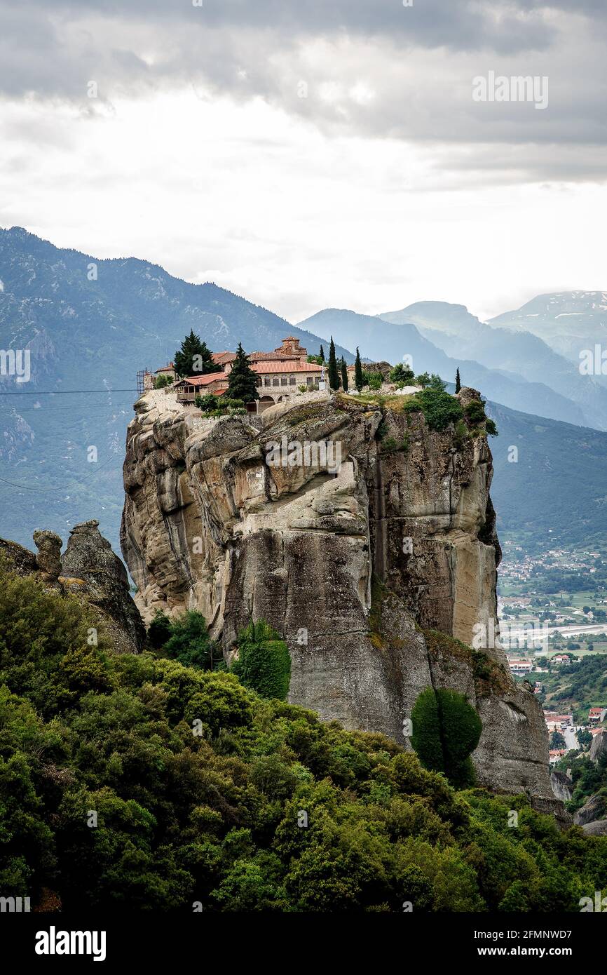 View of the rock monasteries of Meteora in Greece Stock Photo - Alamy