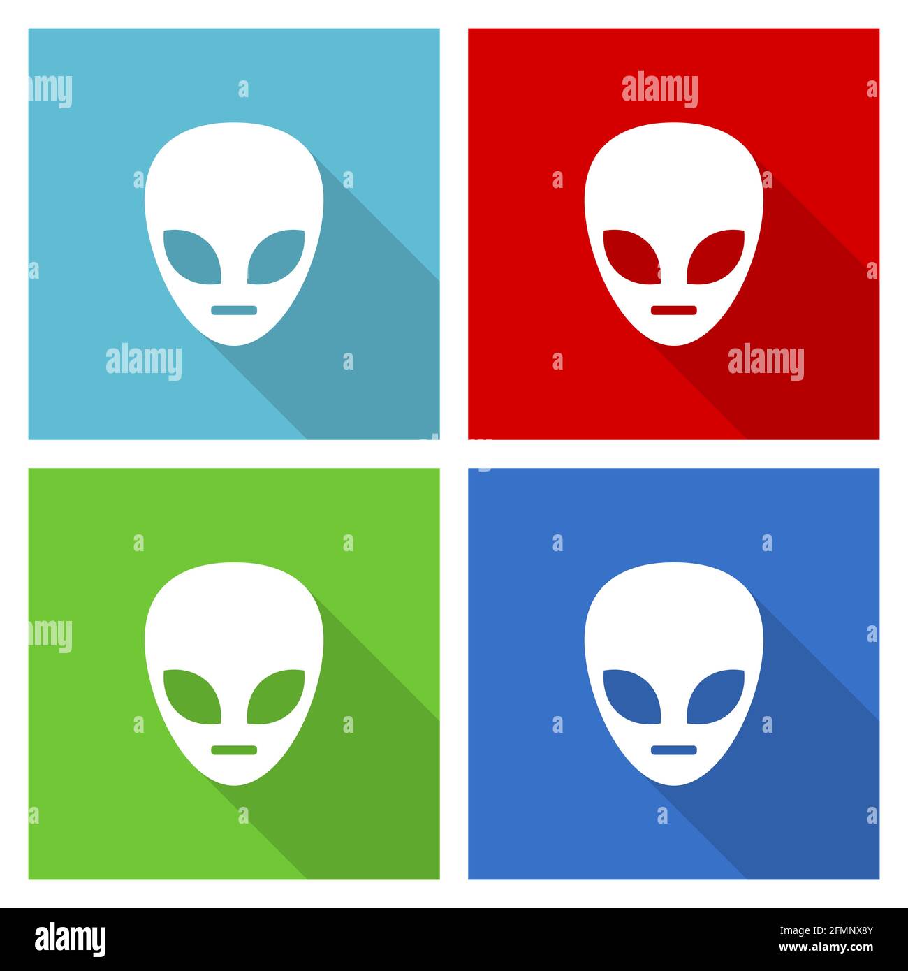 Alien face icon set, flat design vector illustration in eps 10 for ...