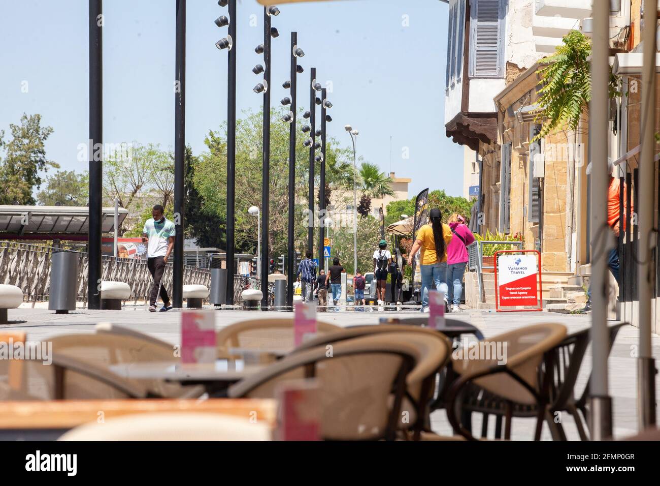 Nicosia. 10th May, 2021. People are seen in downtown Nicosia, Cyprus on ...