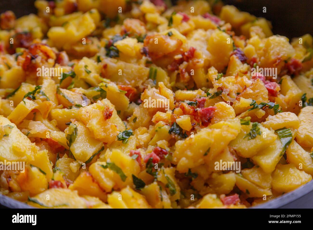 roasted domestic potato full frame close-up background with selective ...